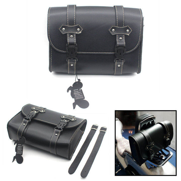Saddlebags Motorcycle Bag PU Leather Front Fork Tail Tool Bag Luggage ...