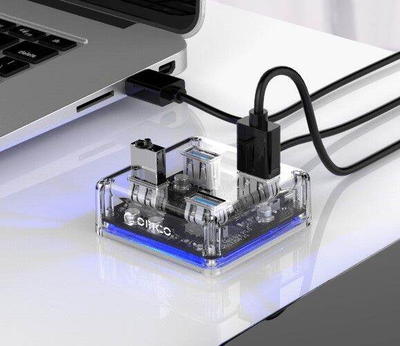 ORICO Transparent Series USB HUB Multi 4 7 Port High Speed USB3.0 Splitter With Micro USB Power ...