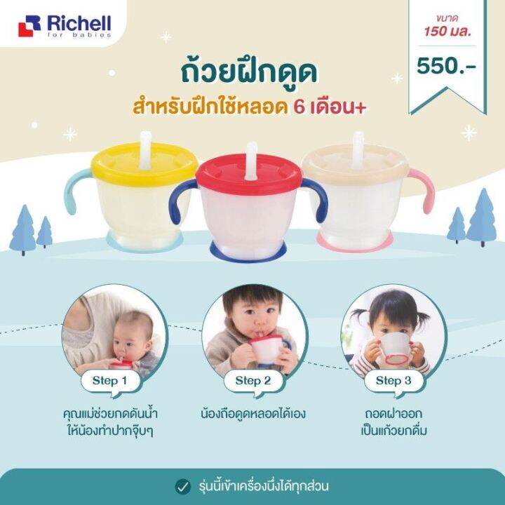 Richell แก้วหัดดื่มอันดับ1ในญี่ปุ่น สำหรับฝึกใช้หลอด 6 เดือน+ | Lazada ...