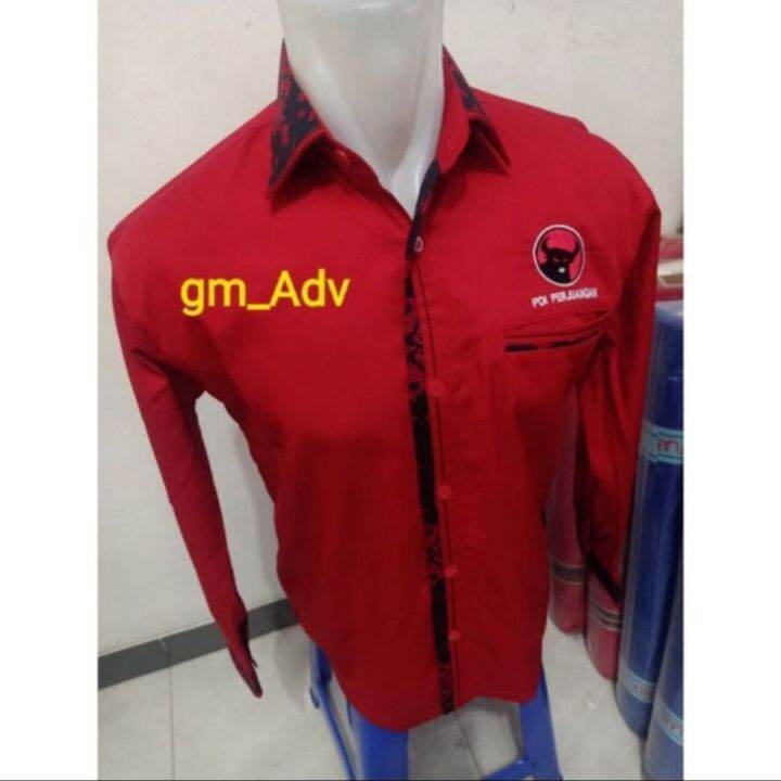 KEMEJA PARTAI PDIP lengan panjang list batik | Lazada Indonesia