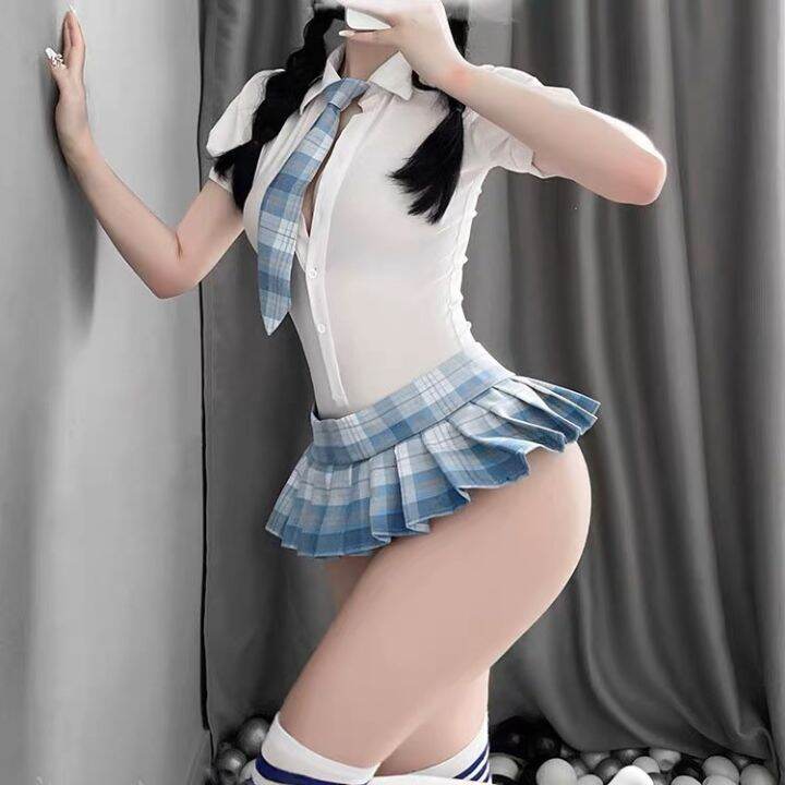 🔥Ready Stock🔥Women Lingerie JK Cosplay Sexy Dress Nightwear(Open Crotch)日系修身可爱百褶裙开档连体衣 | Lazada