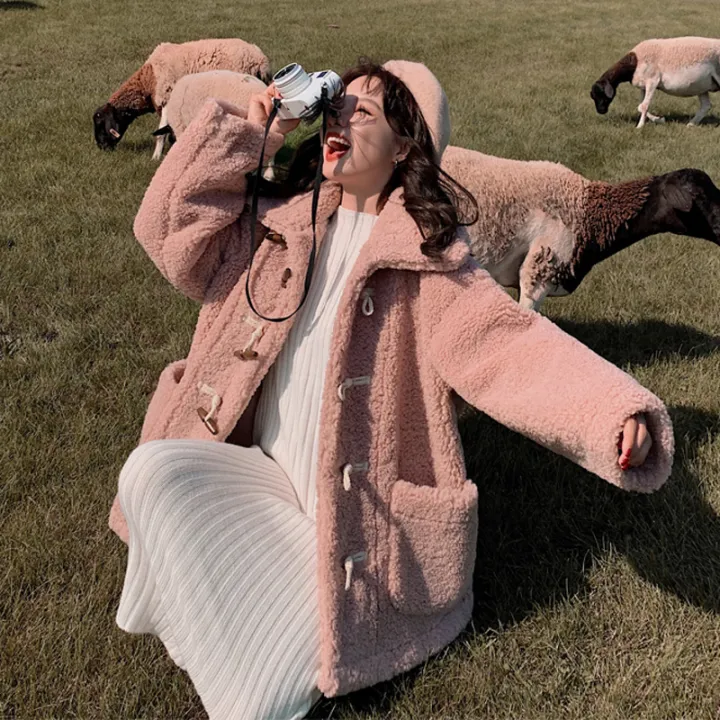 Women's Faux Fur Coat Lamb Wool Winter Popular Idle Style Age-Reducing ...