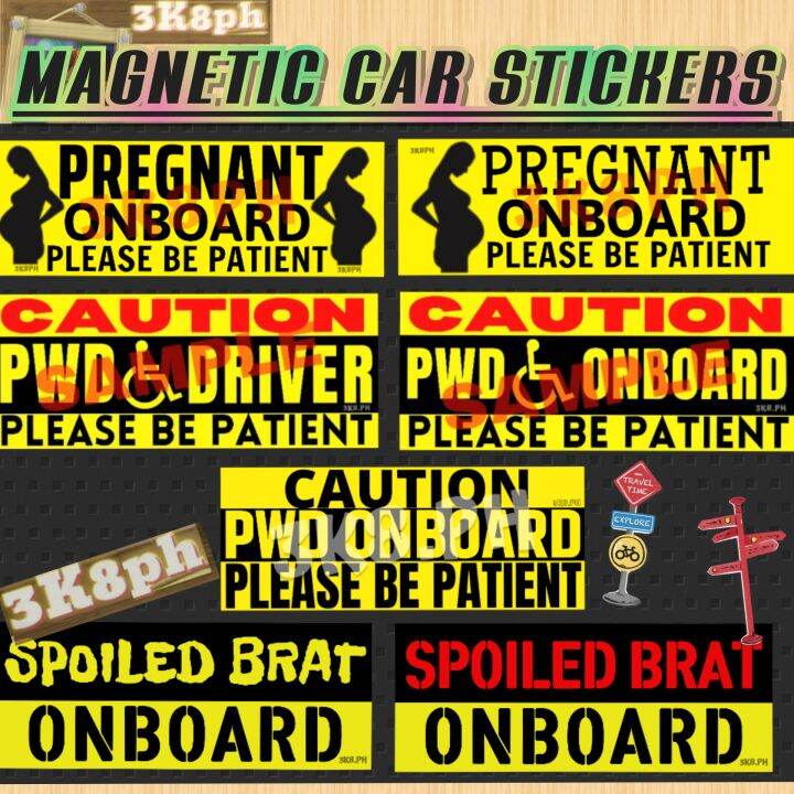 Magnetic Car Stickers CAUTION | PREGNANT ONBOARD | PWD DRIVER | PWD ...