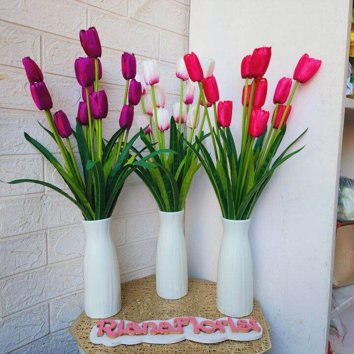 bunga tulip artificial pot tulip plastik | Lazada Indonesia