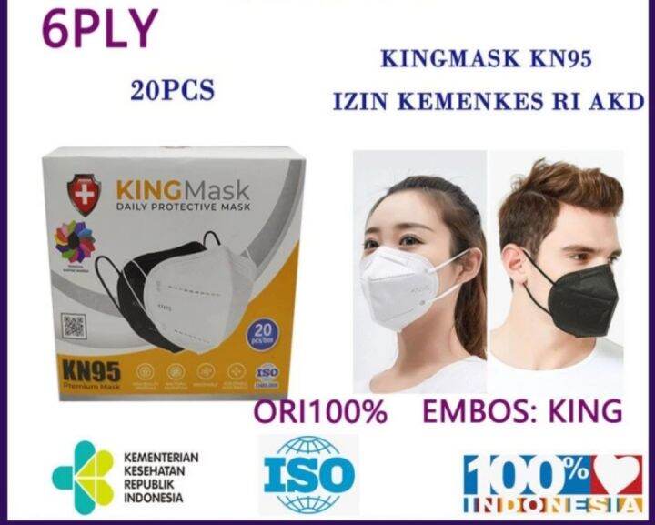 (KINGMASK) MASKER KN95 PREMIUM MASK 6PLY (EMBOSS) 1 BOX=20PCS KEMENKES ...