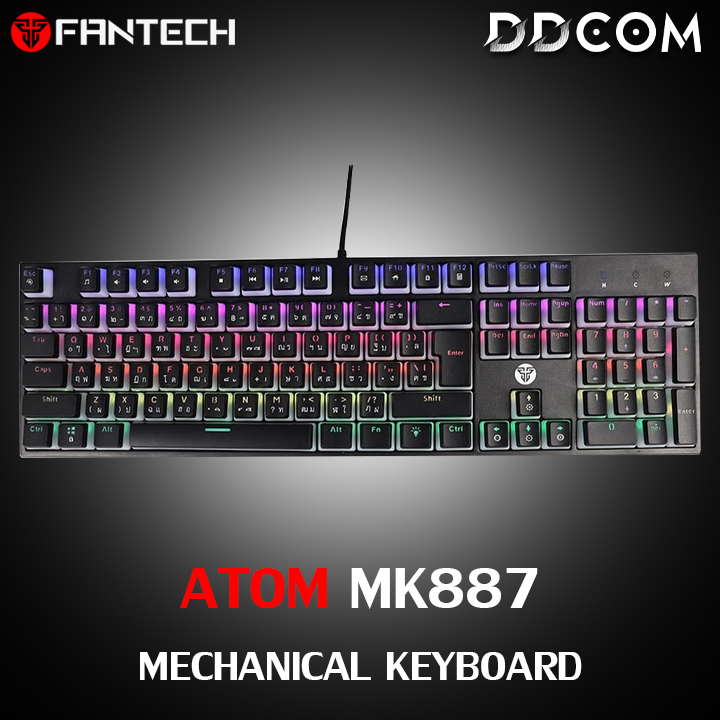 FANTECH ATOM MK887 RGB Mechanical คีย์บอร์ดเกมมิ่ง (Blue Switch) รับ ...