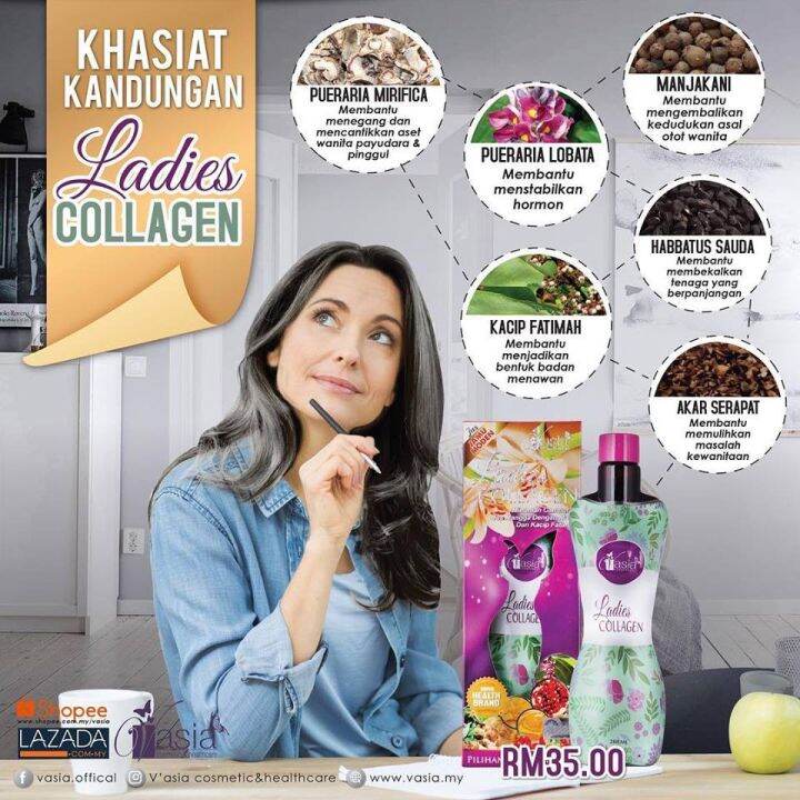 Ladies Collagen Jus Wanita kekal awet muda bertenaga | Lazada