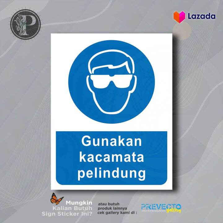 Sticker Safety Sign K3 Rambu Gunakan Kacamata Pelindung | Lazada Indonesia