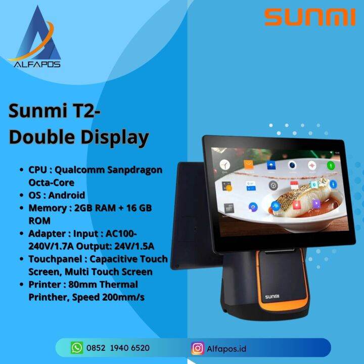 SUNMI T2 DOUBLE DISPLAY | Lazada Indonesia