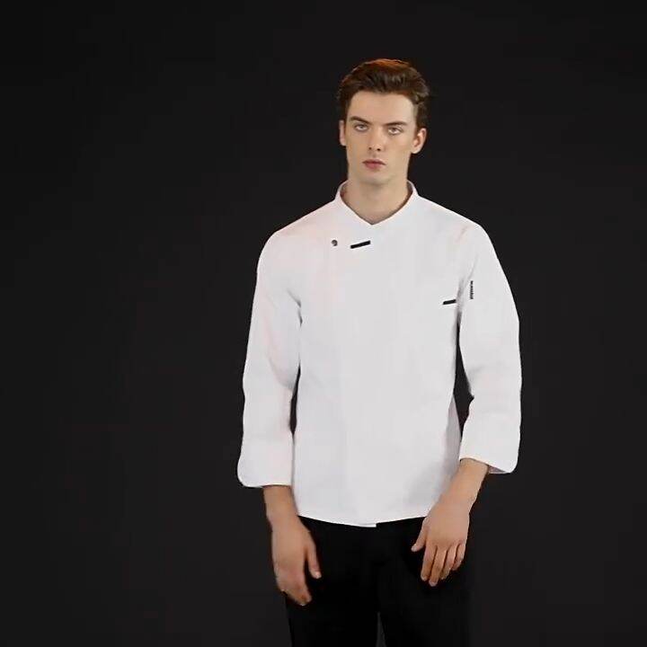 Cotton Chef Uniform for Men Long Sleeve Catering Uniform for Women ...