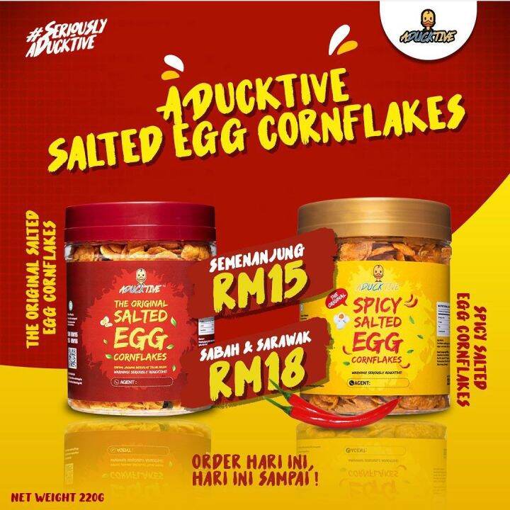 READYSTOCK Aducktive Spicy / Original Salted Egg Cornflakes snacks ...
