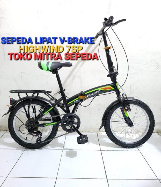 Sepeda Lipat Remaja Dewasa Highwind 16 Inch 7 Speed Rem V-Brake ...
