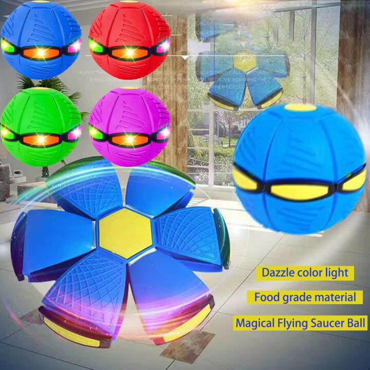 Tiktok Flying UFO Flat Throw Disc Ball with LED Light Flying Saucer ...