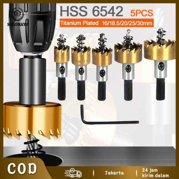 Mata Bor Besi Baja Asli 1 Set Bulat Hole Saw Carbide 5 Pcs - Melubangi ...