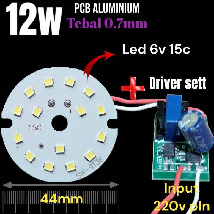 pcb led 12w Dc +driver | Lazada Indonesia