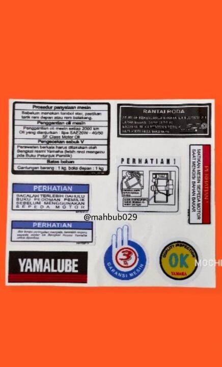 stiker warning set motor yamaha alfa sigma fiz r vega force 1 penting ...