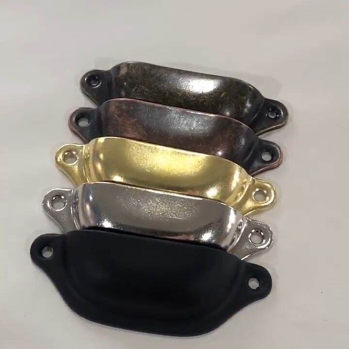 2PCS 98MM Retro Cabinet Pulls Antique Brass Shell Shape Drawer Door ...