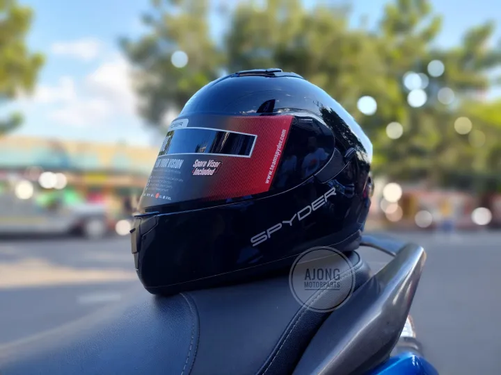 Spyder ROGUE • Fullface Helmet • Dual Visor • Glossy Black | Lazada PH
