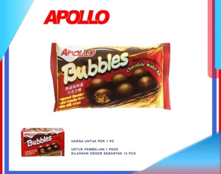 Apollo Bubbles Chocolate Biskuit Coklat Bubble Berkrim 32 gr | Lazada ...