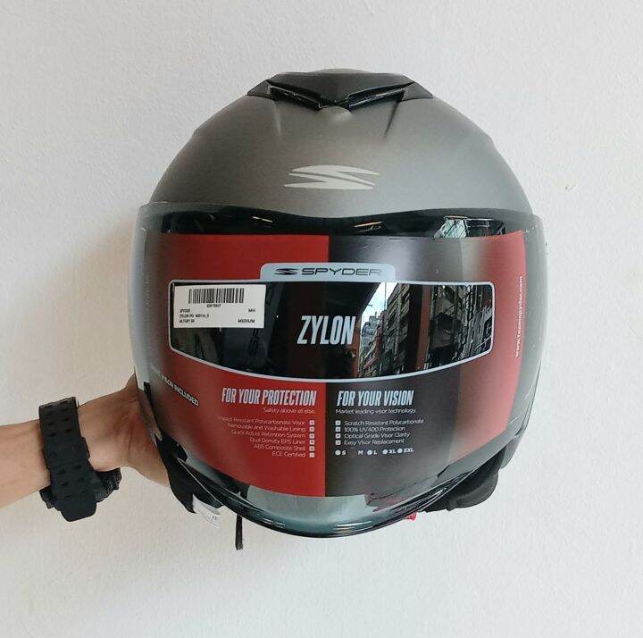 Helmet Spyder Zylon Half face Dual Visor Plain Open Face | Lazada PH