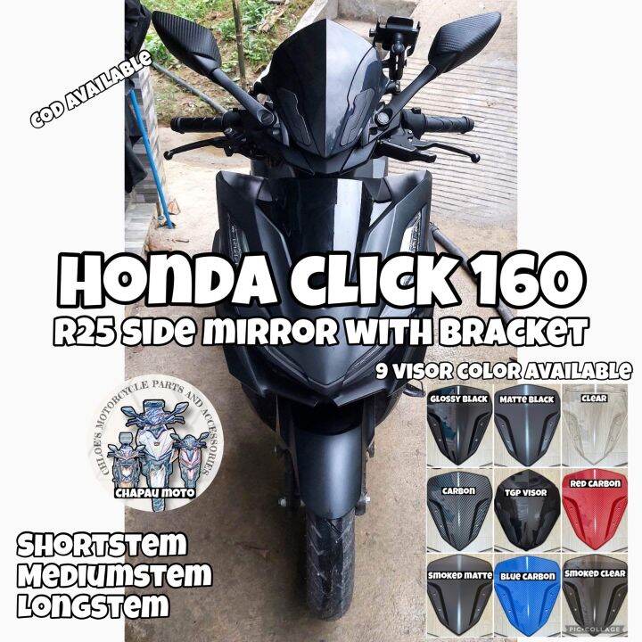 Honda click 160 cc Side mirror with bracket and visor set | Lazada PH