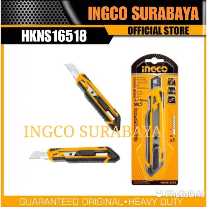 INGCO HKNS16518 BOX CUTTER BIG 18MM SK5 RECTRACT BLADE KNIFE CUTTER BESAR | Lazada Indonesia