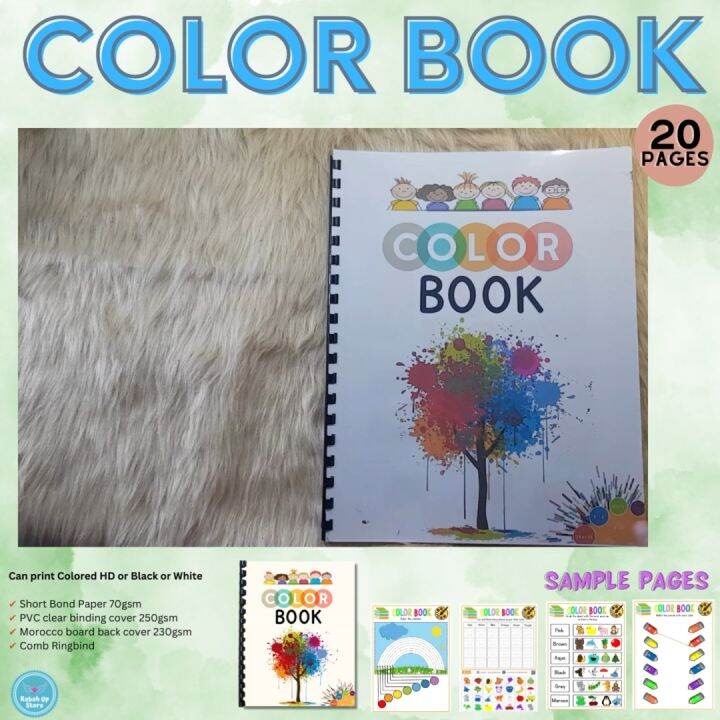 COLOR BOOK Preschool Kindergarten Toddler Kids Workbook Worksheet Home ...
