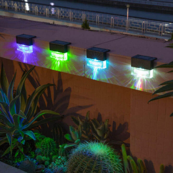 รั้วพลังงานแสงอาทิตย์ LED 1ชิ้นไฟกลางแจ้งกันน้ำกำแพง RGB รั้งกันรางกั้น ...