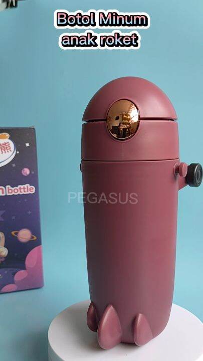 B879 Botol Air Minum Anak Roket Double Wall dengan Tali Panjang , Free ...