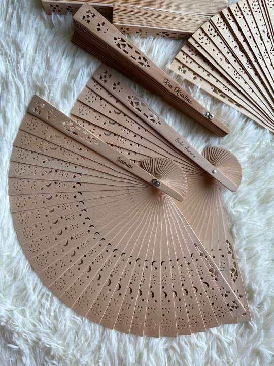 Personalized Wooden Hand Fan | Laser Engraved | Sandlwood Fan | Lazada PH