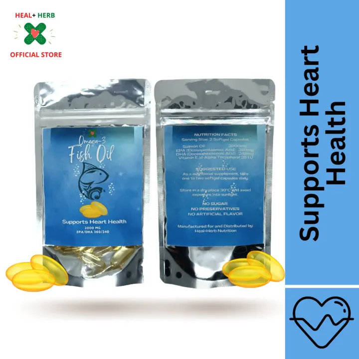 Authentic! 2000mg Heal + Herb Premium Deep Sea Salmon Fish Oil with ...