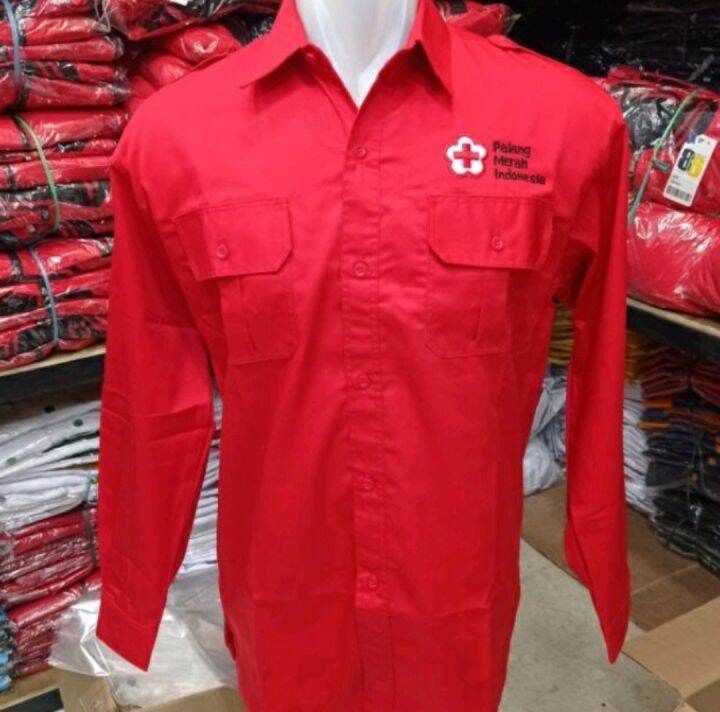 kemeja PMI baju PMI Seragam PMI Kemeja Palang merah Indonesia baju ...