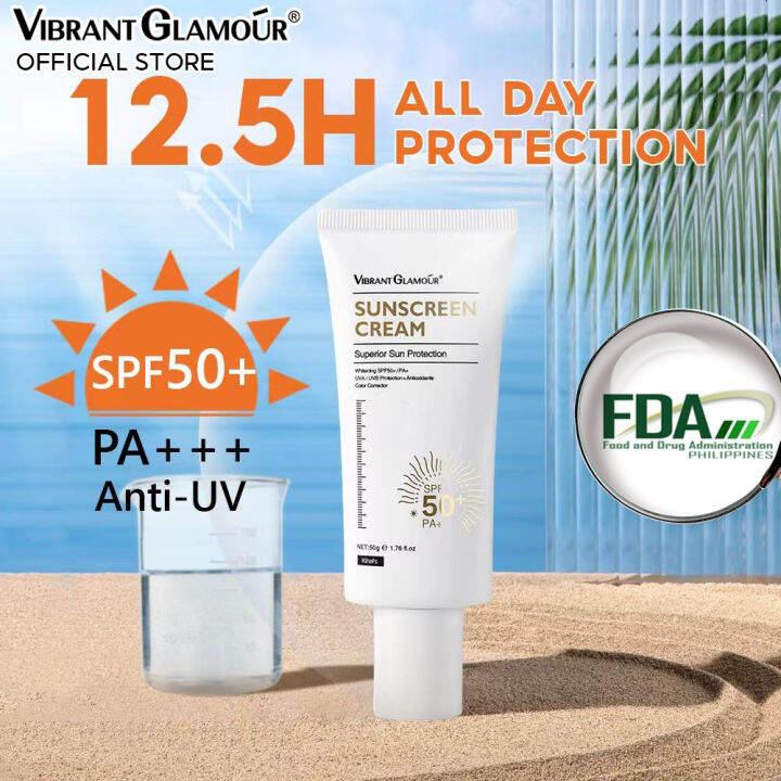 VIBRANT GLAMOUR FDA Whitening Sunscreen Intensive UV Sunblock Cream Sunscreen for Face and Body ...