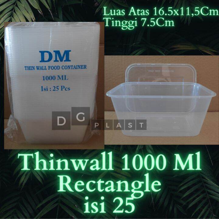 Thinwall Kotak 1000ml Rectangle Isi 25 Set Kotak Makan Mangkok