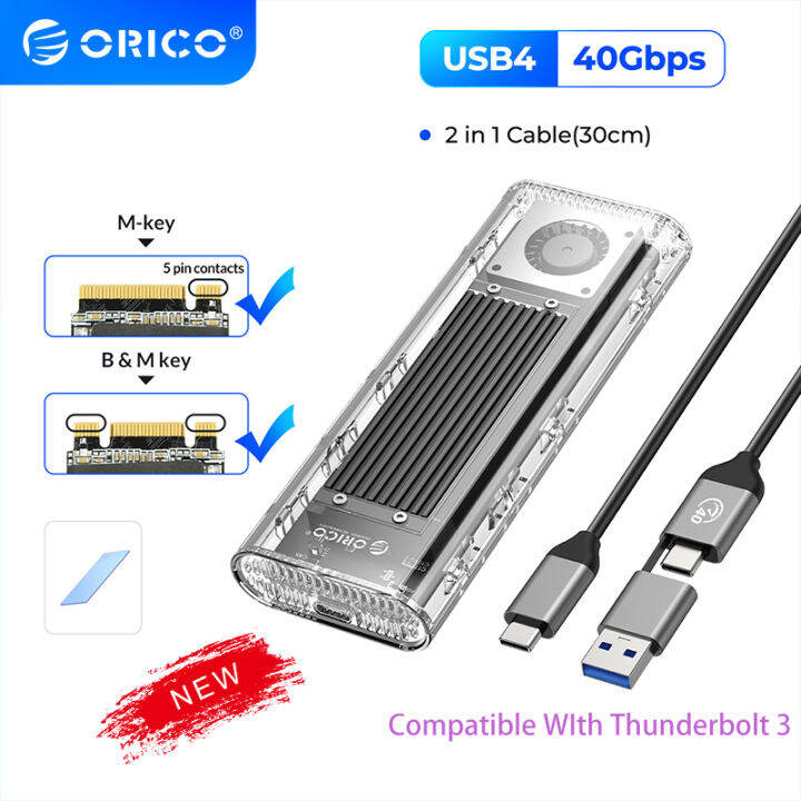 ORICO M2 NVME 40Gbps USB4 M.2 SSD Case with Cooling Fan Type C USB A ...