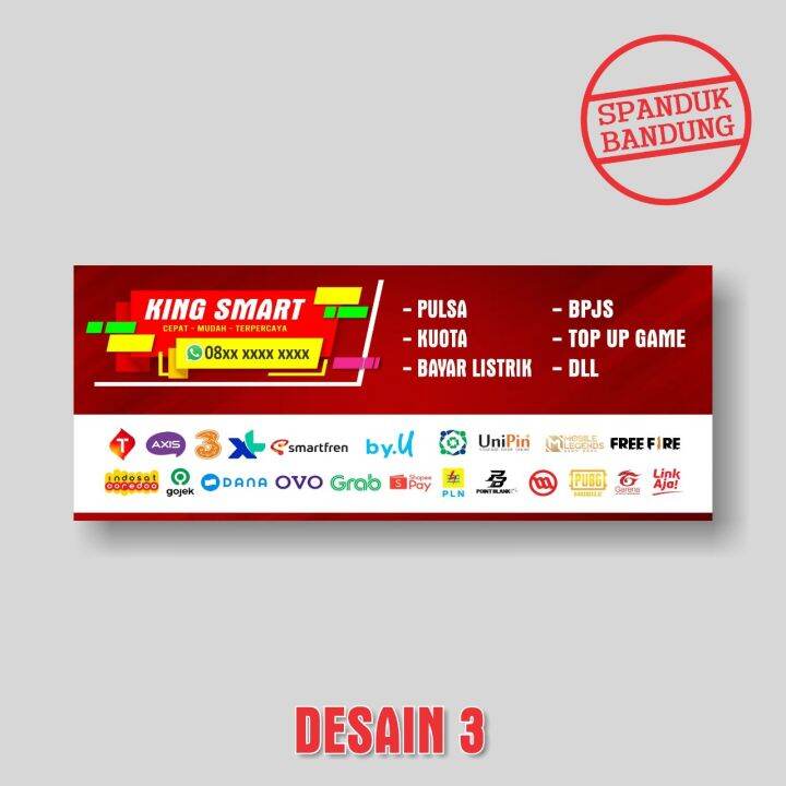 spanduk konter pulsa ukuran 200 cm x 80 cm , spanduk plang kantor pulsa ...