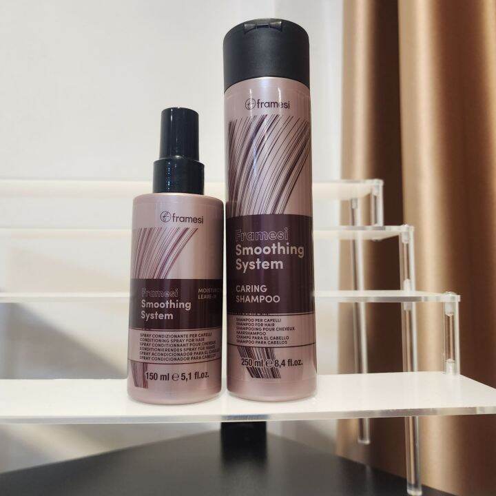 Framesi Smoothing System Caring Shampoo /Moisturizing Leave-In แชมพู และอาหารผม เพื่อเติมเคราติน ...