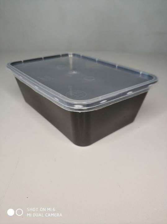50pcs Microwaveable food container-Rectangular (BLACK BODY TRANSPARENT ...