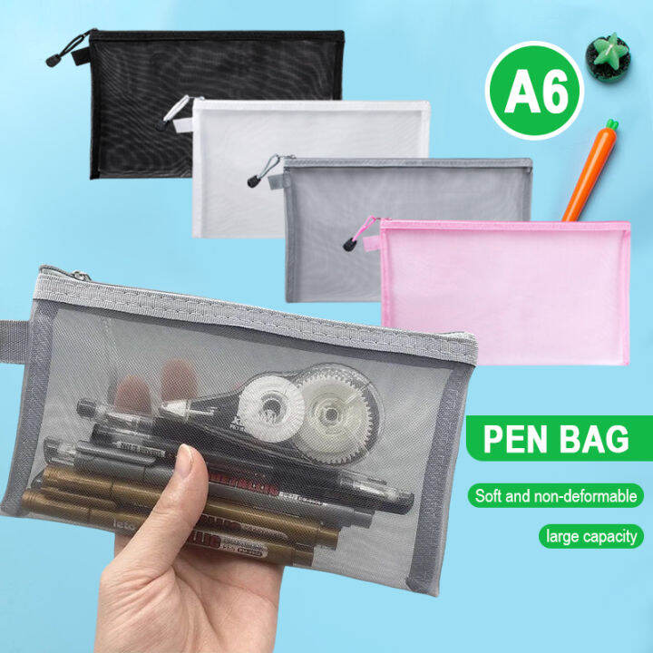 Pencil Case Pensil Bag Transparent Stationery Box Beg Mesh Waterproof ...