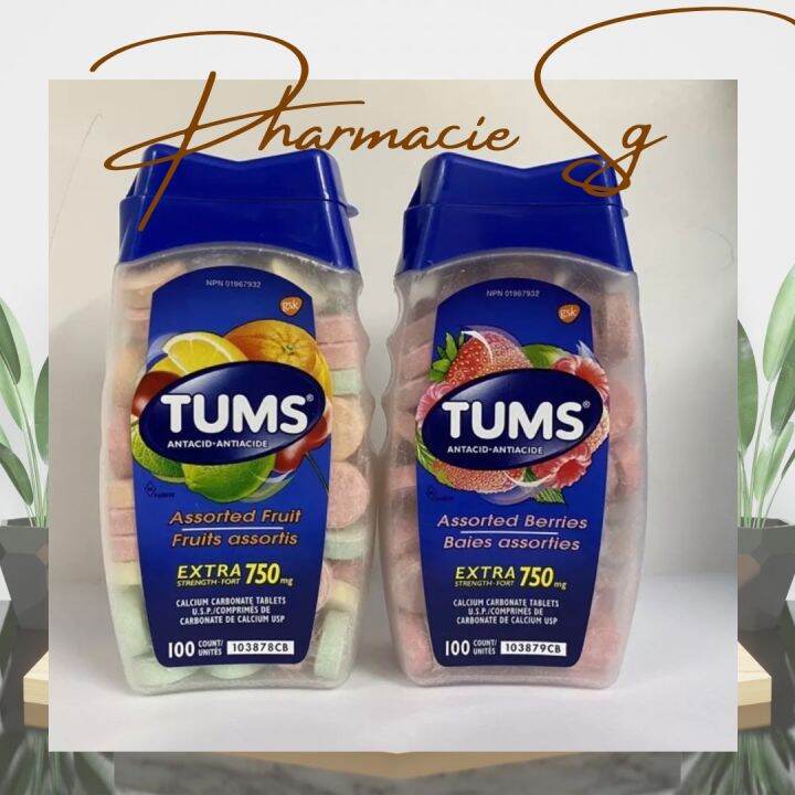 🇸🇬 TUMS Extra Strength Assorted Fruit/ Berries Antacid Chewable 100 ...