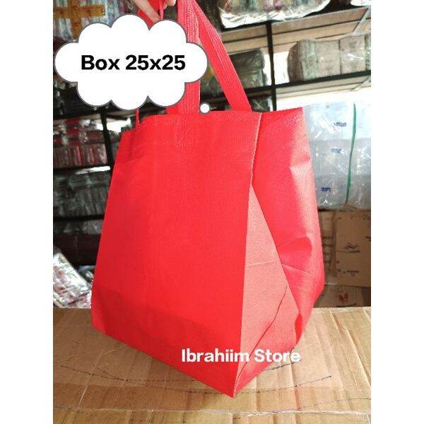 ISI 12 PCS TAS BOX NASI UKURAN 25X25 CM / TAS KOTAK NASI MODEL PRESS ...