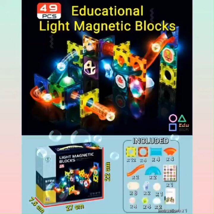 Educational Light Magnetic Blocks 益智灯磁积木 Blok Magnetik Cahaya ...