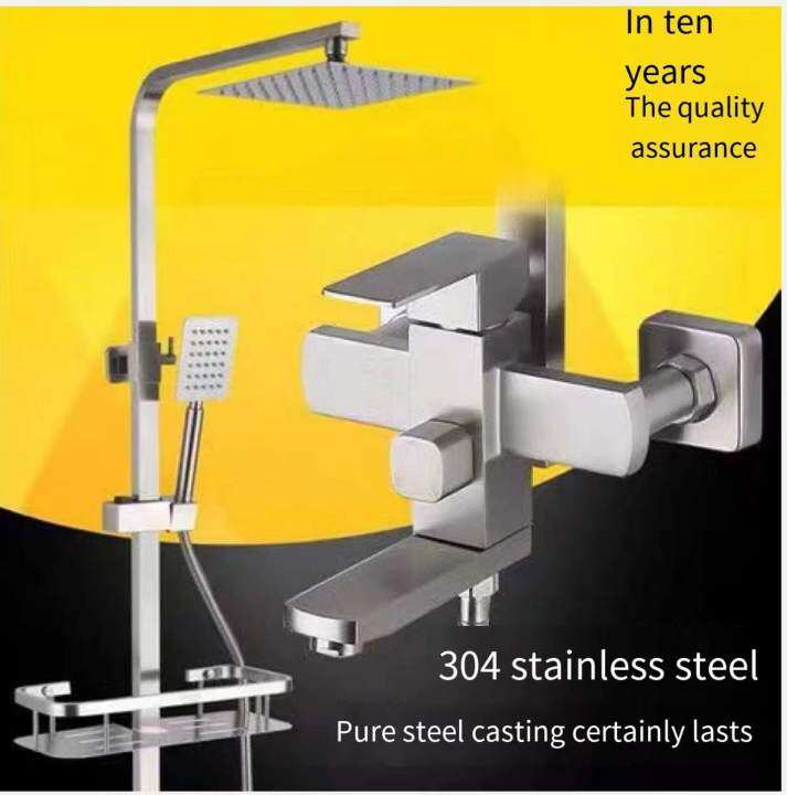SUS304 stainless square type shower set matte finished | Lazada PH