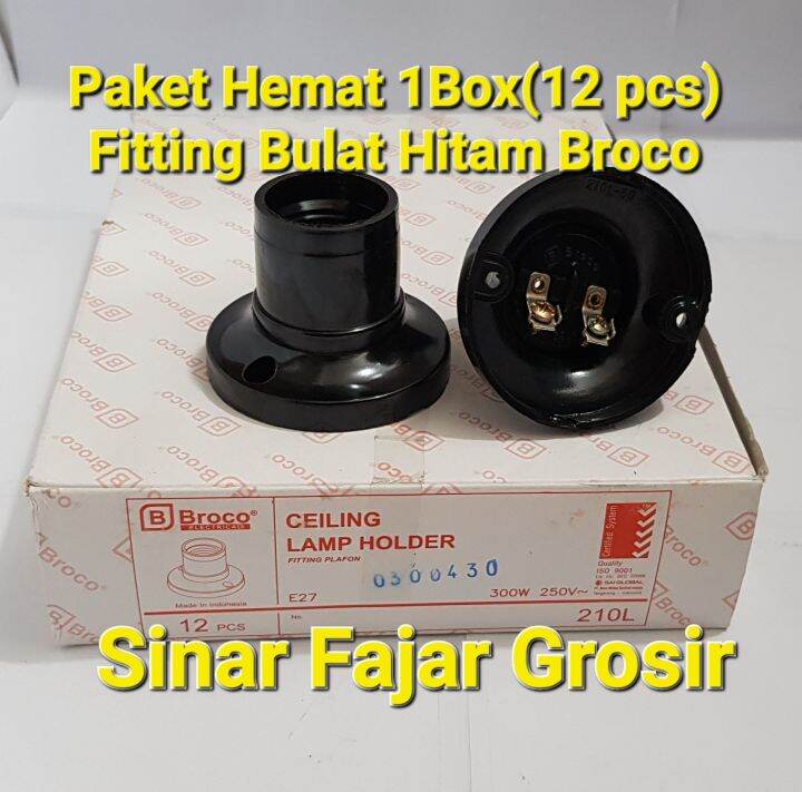 Paket Hemat 1 Box (12 pcs) Fitting Plafon Bulat Hitam Broco | Lazada Indonesia