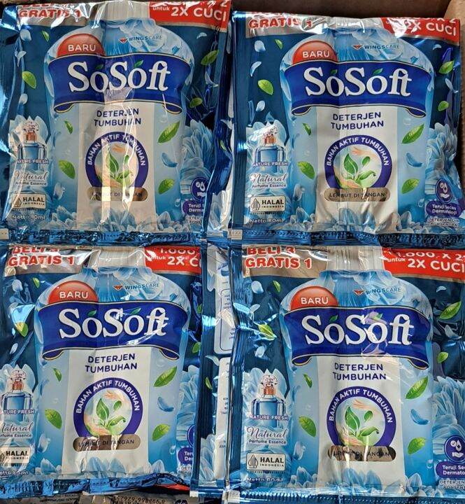 SoSoft Deterjen Cair Double Sachet 80 ml 1 Renceng isi 16 | Lazada ...