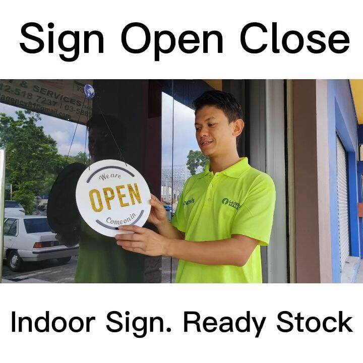 Sign Open Close Gold Indoor Sign Papan Tanda LCM | Lazada