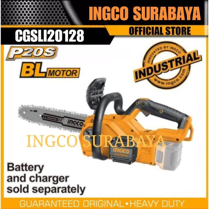 INGCO CGSLI20128 P20S CHAIN SAW CORDLESS 12" MESIN GERGAJI BELAH KAYU ...