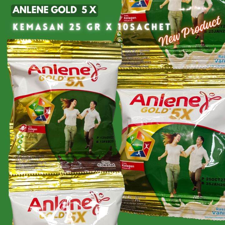 Susu Anlene Gold 5 x Susu Tinggi Kalsium Renceng /10 Sachet | Lazada ...