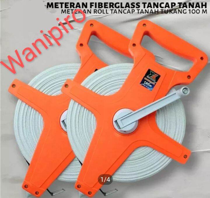 Meteran Tancap Tanah 100 Meter | Meteran Roll tancap fiber |meteran gulung fiber | | Lazada ...