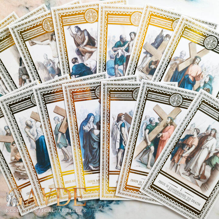 GAVDE Traditional Stations of the Cross Illuminated Estampa Prayer Card ...